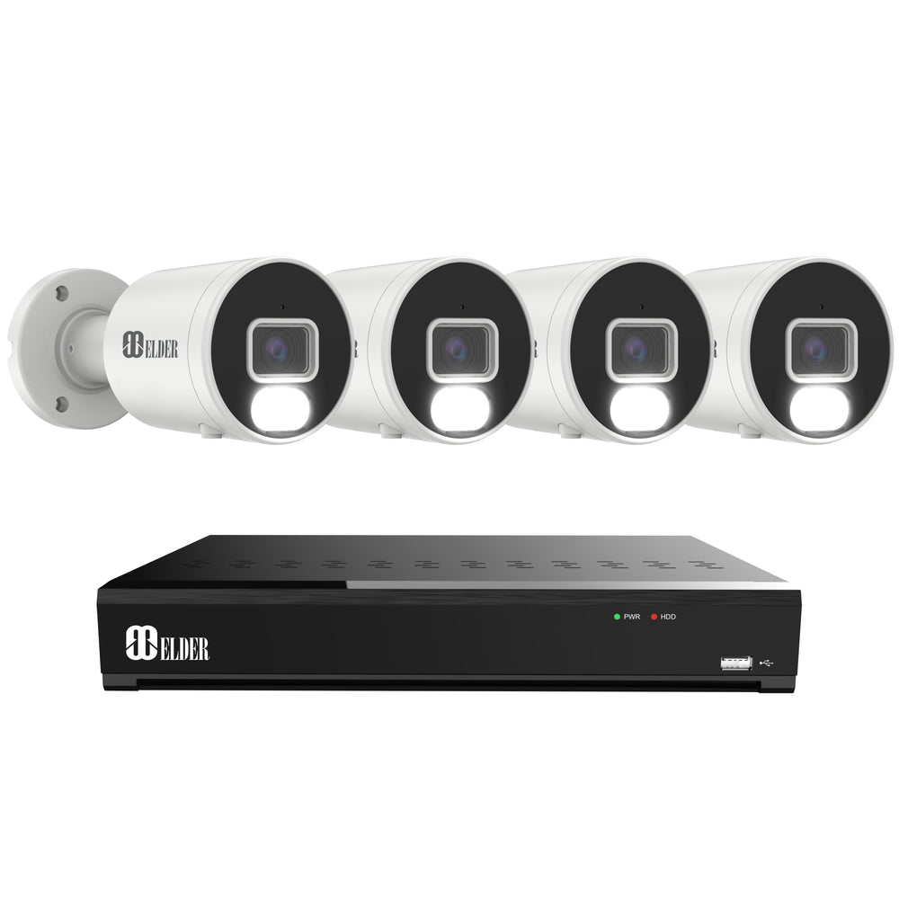 Elder 4K Security Camera System 8MP, 8Ch NVR PoE 4K Camera Bullet Outd