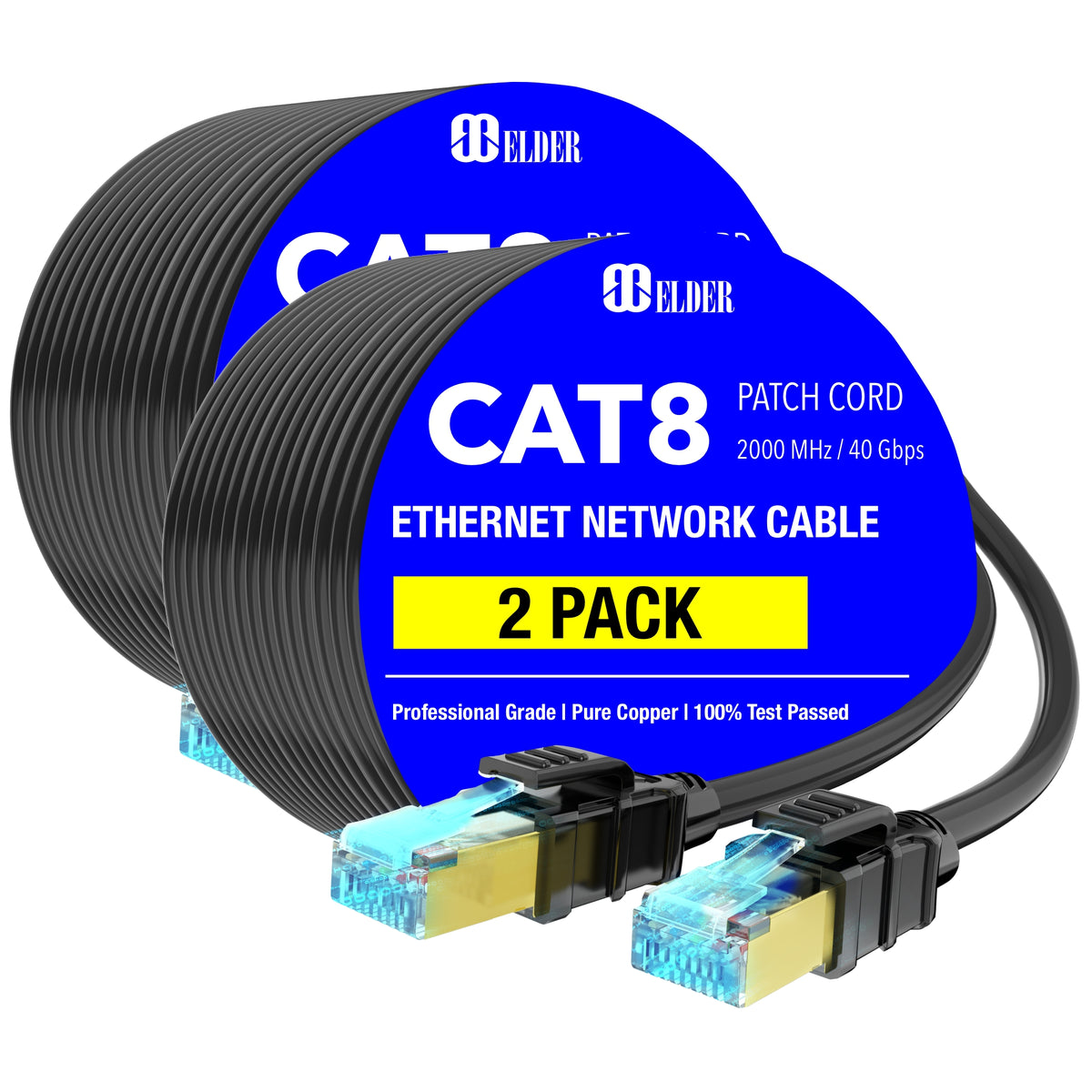 Elder Cat 8 Ethernet Cable x2 Pack Network Cable High Speed 40Gbps 200