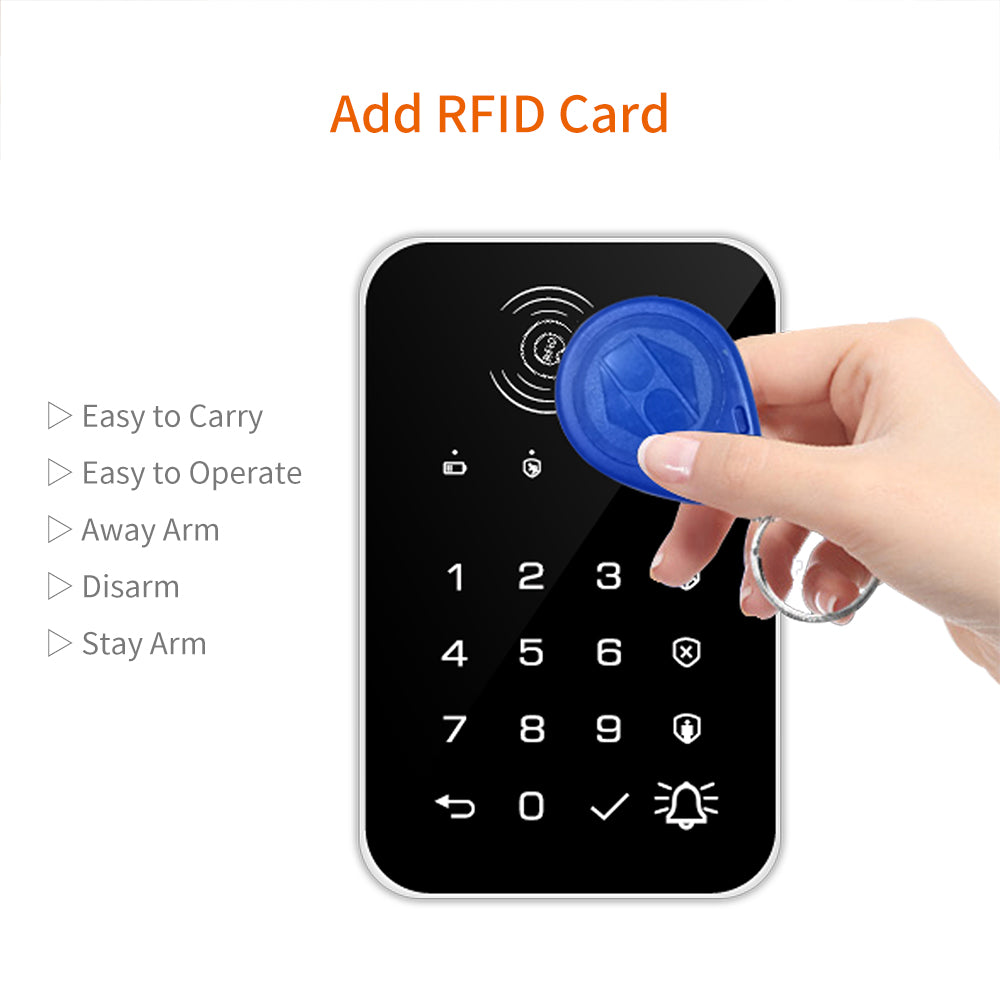Keypad Alarm WiFi with RFID Tags, WiFi Keypad with Touch Screen & RFID