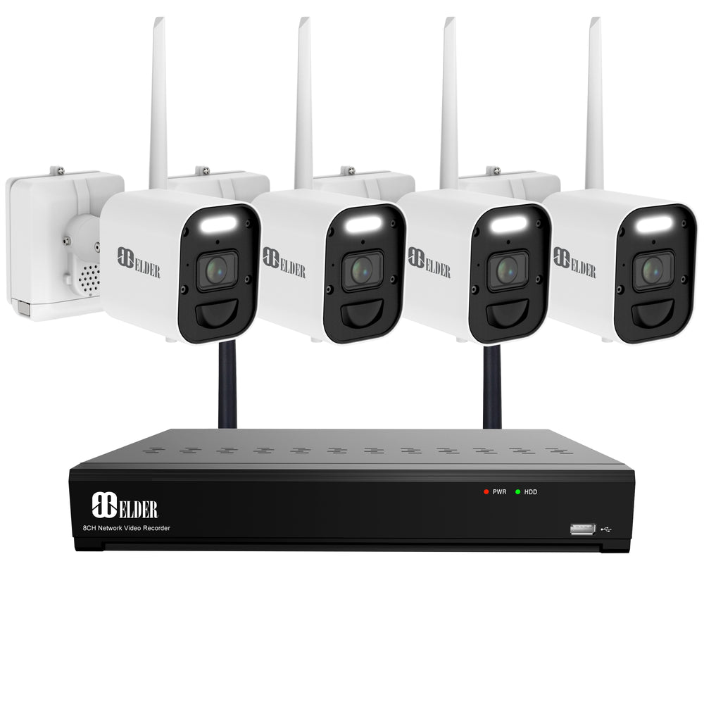 Elder 4K Wireless Security Camera System 1TB Wire-Free, 8Ch NVR 4-Came