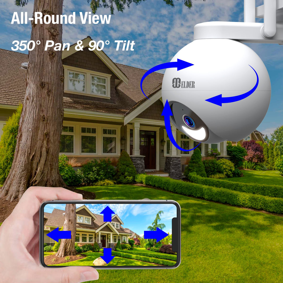 Wireless Security Camera Outdoor PTZ 2K WiFi 32GB, DIY Smart Home AI H