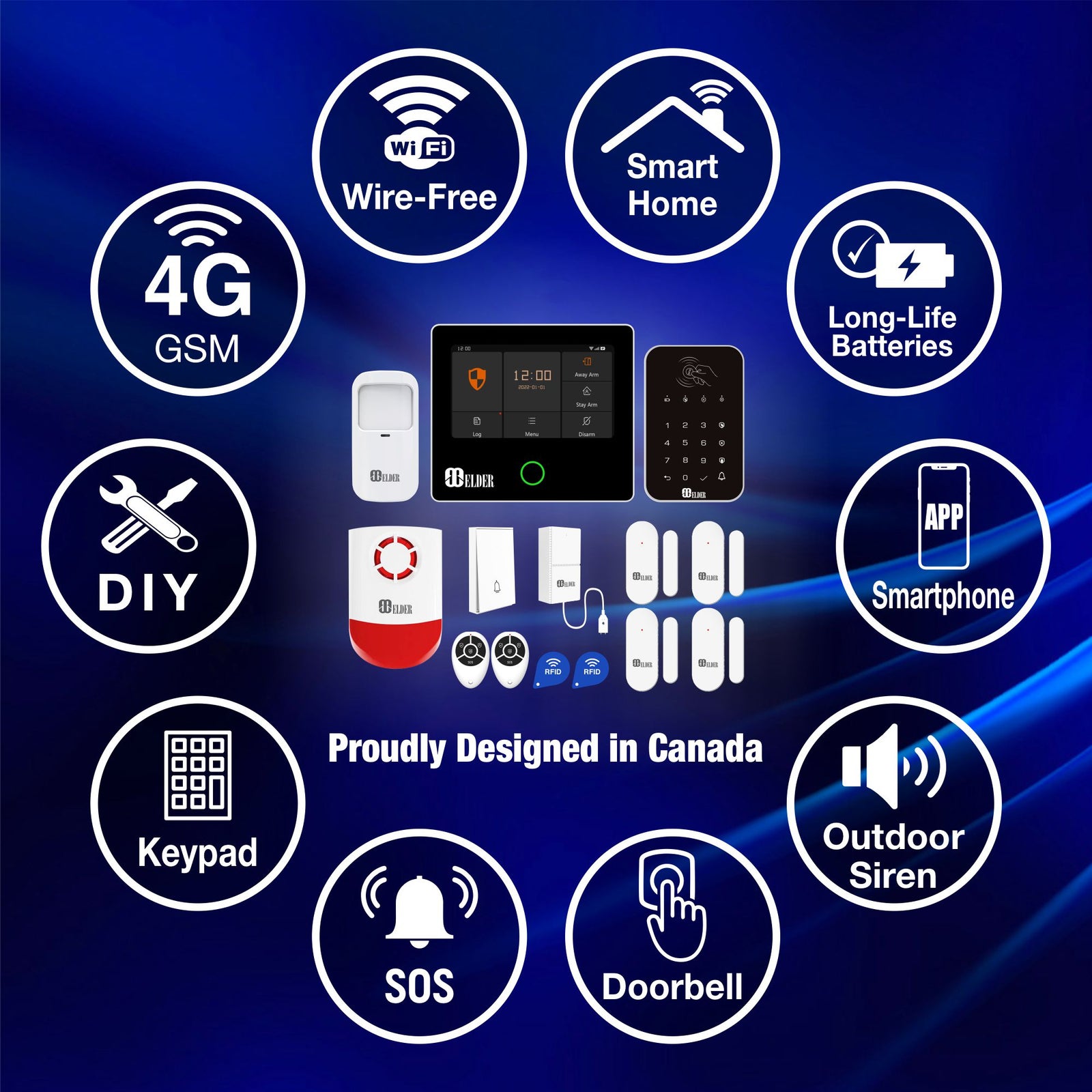 Alarm System Security Wireless 14-Piece WiFi & 4G Smart Home Alarm Sys