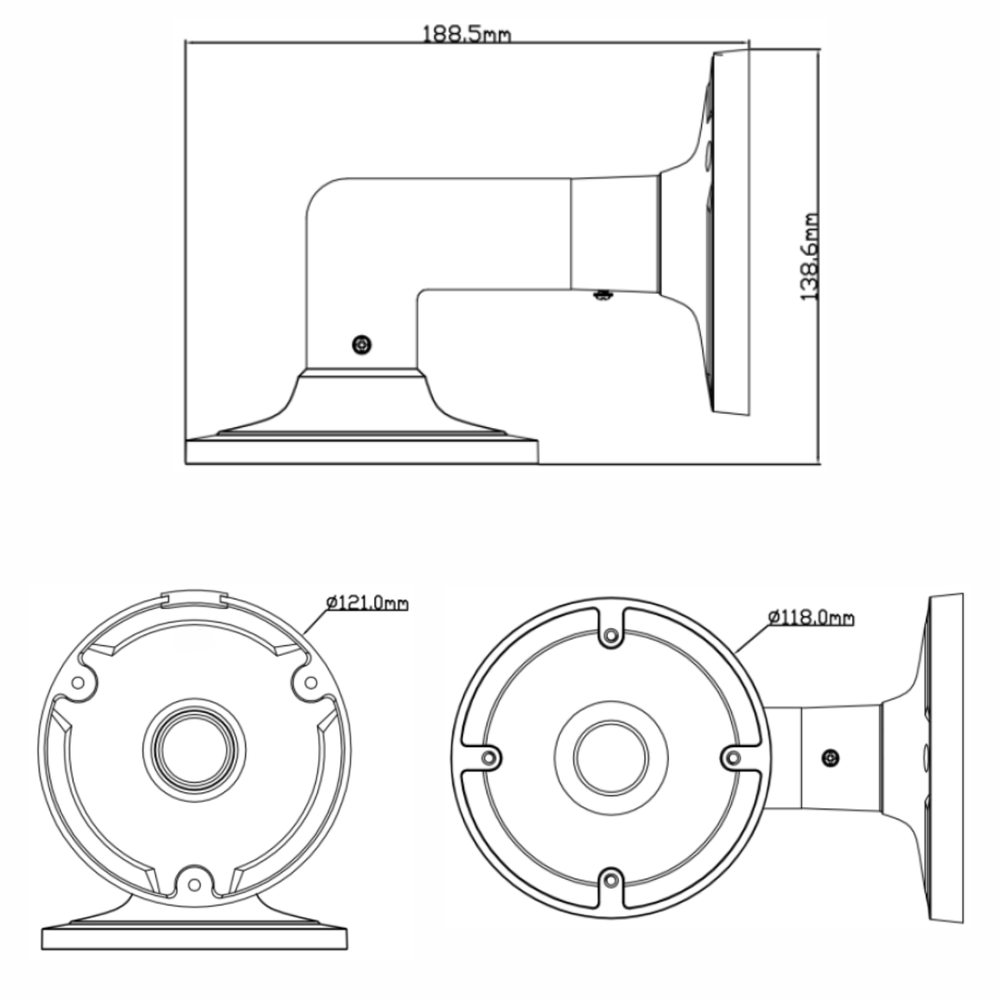Bracket L Shape & Junction Box for Security Camera, Metal Case High Du