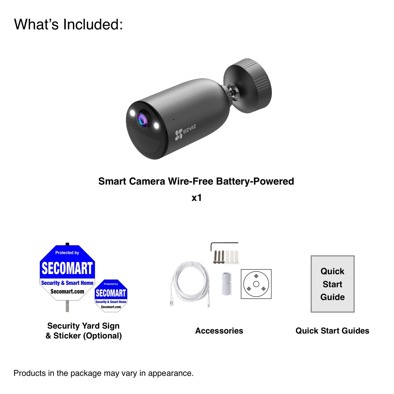Ezviz Wireless Security Camera Outdoor 2K WiFi Battery, Wire-Free Smar