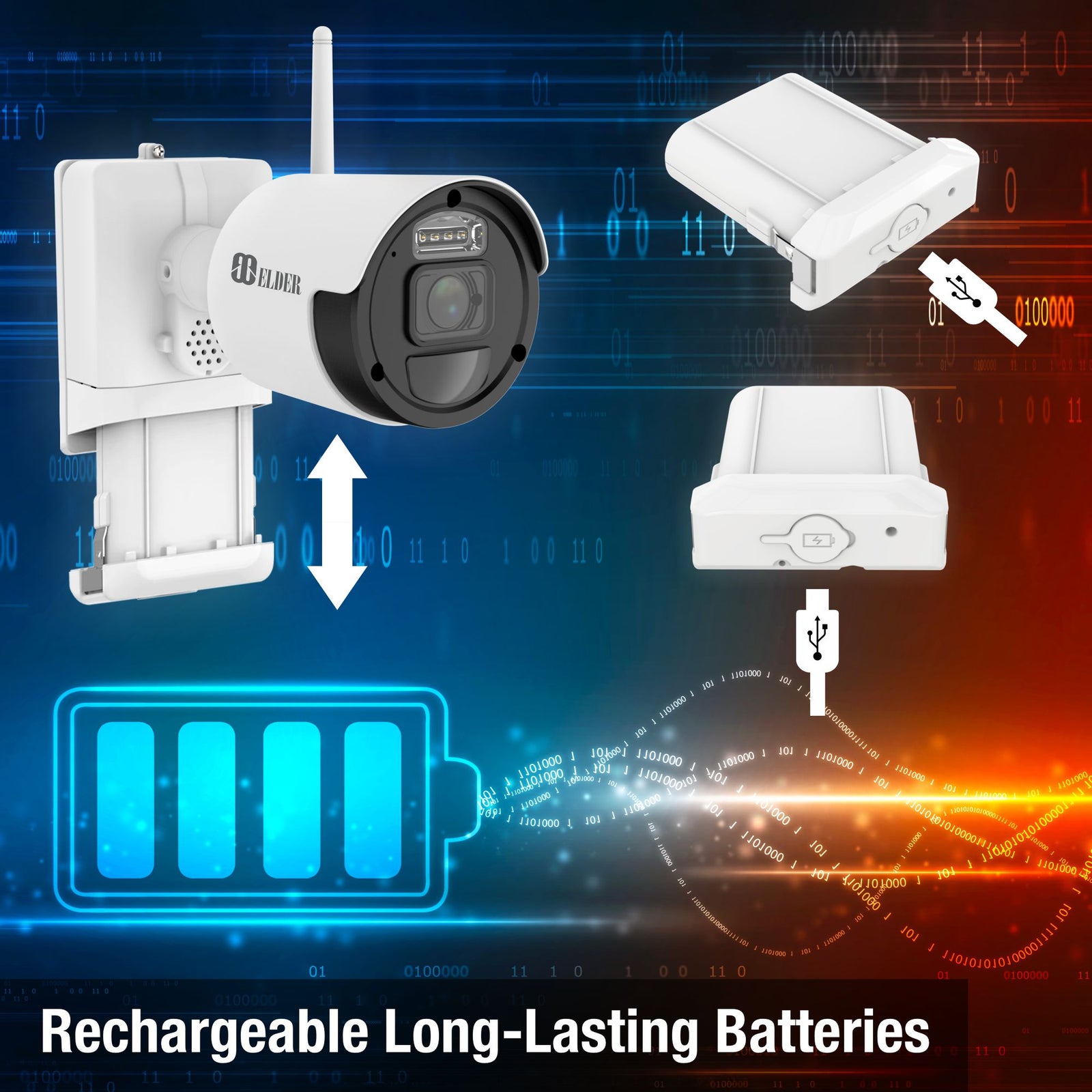 Wireless Security Camera System 2K Wire-Free, 8Ch NVR 4-Camera Battery